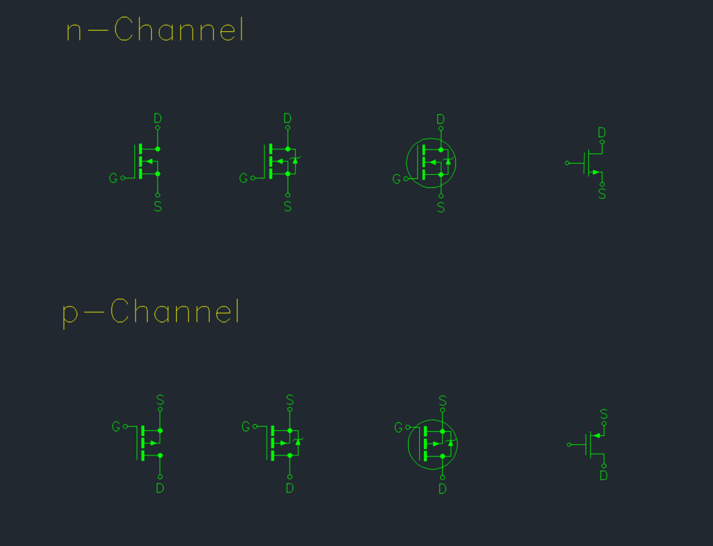 Download MOSFETs Symbols DWG for AutoCAD | CAD Block Files