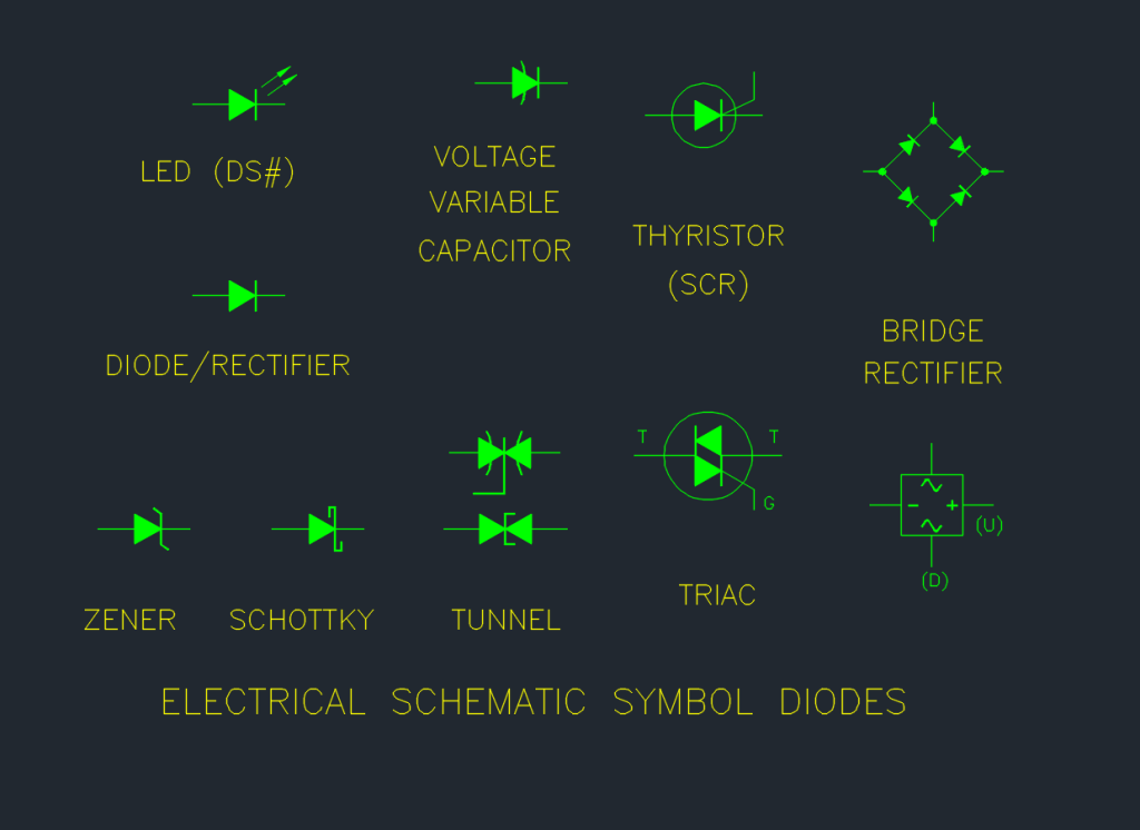 Schematic Diodes Symbols DWG for AutoCAD | CAD Block Download