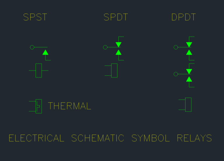 Schematic Relays Symbols DWG for AutoCAD | CAD Block Download