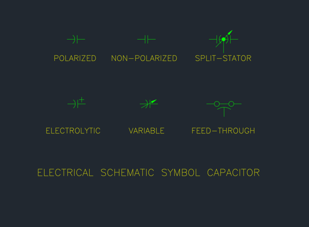 Schematic Symbols Capacitor DWG Block for AutoCAD Drawings