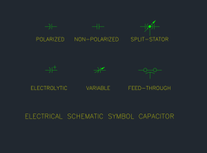 Schematic Symbols Capacitor DWG Block for AutoCAD Drawings