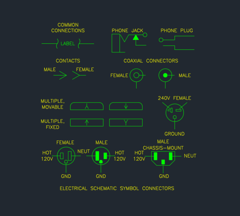 Schematic Symbols Connectors DWG for AutoCAD CAD Blocks