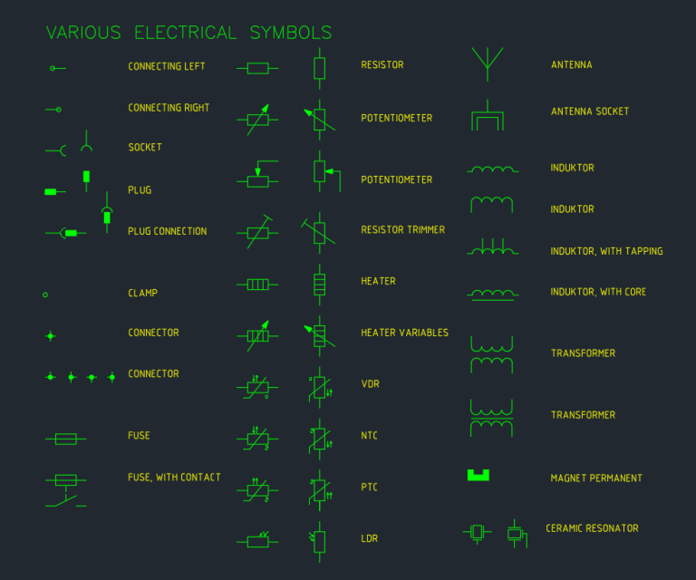 Various Electrical Symbols DWG for AutoCAD | CAD Block Download